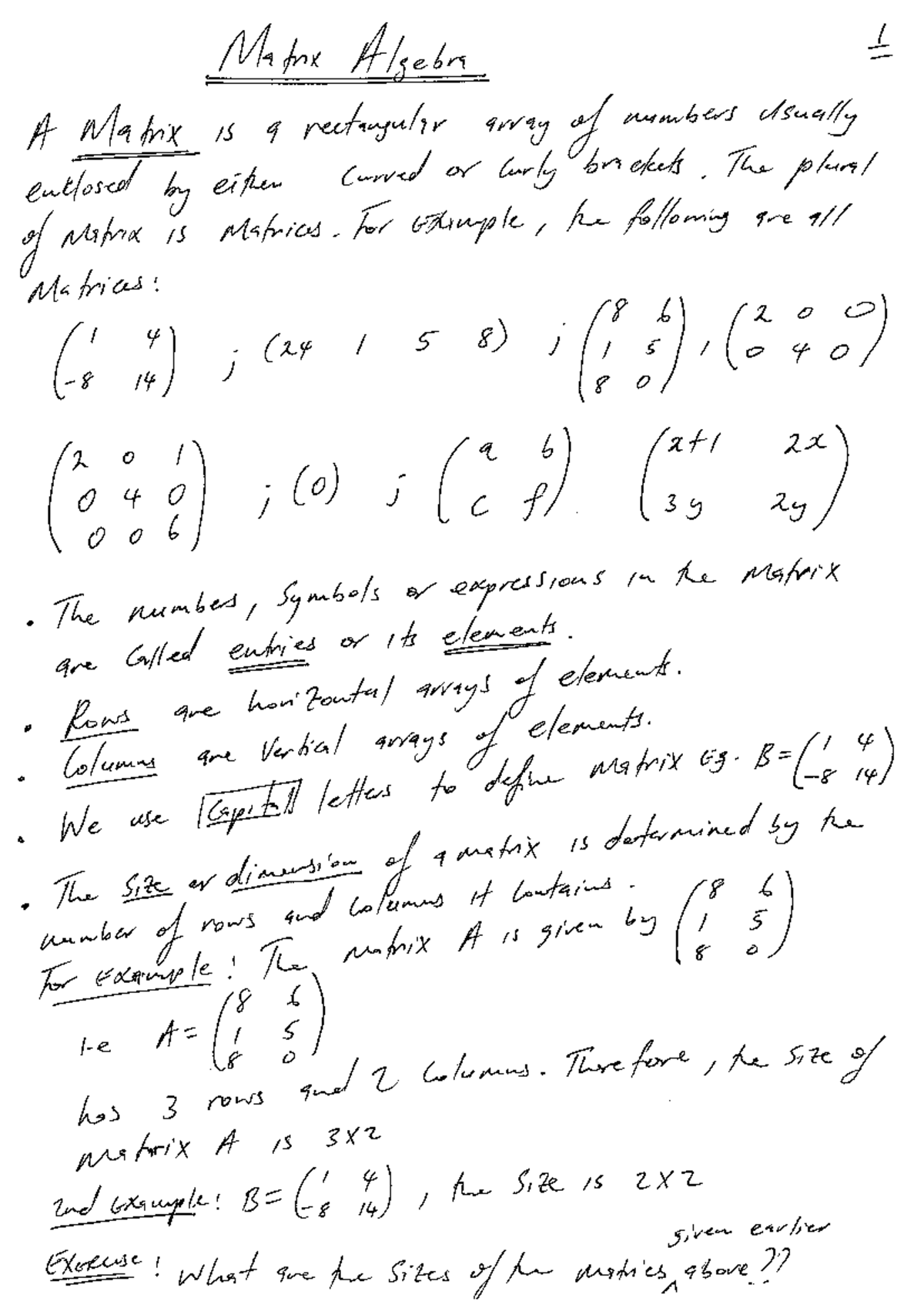 Matrix Algebra Notes 1 - CIENDI - Studocu