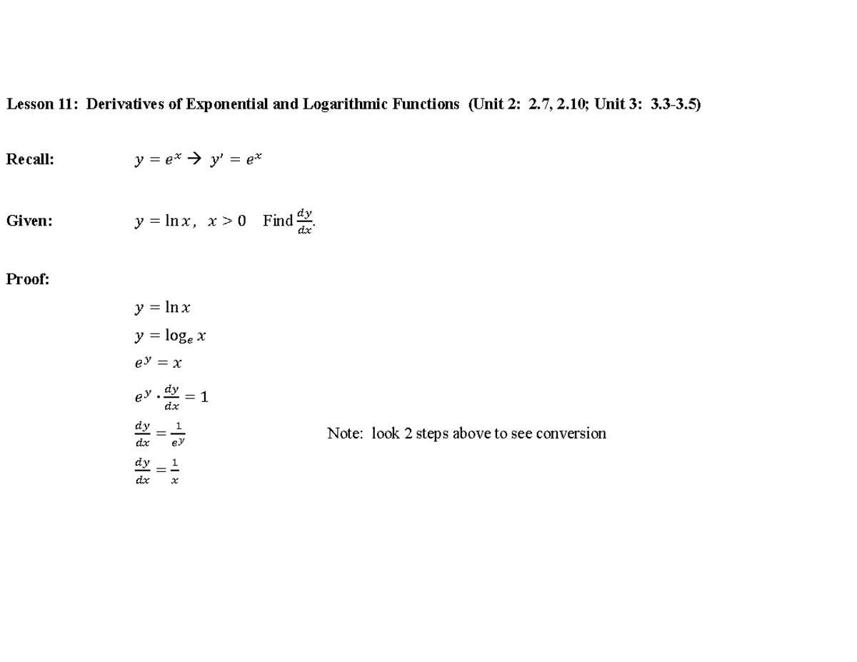 Lesson 11 - Even More Derivatives - Lesson 11: Derivatives of ...
