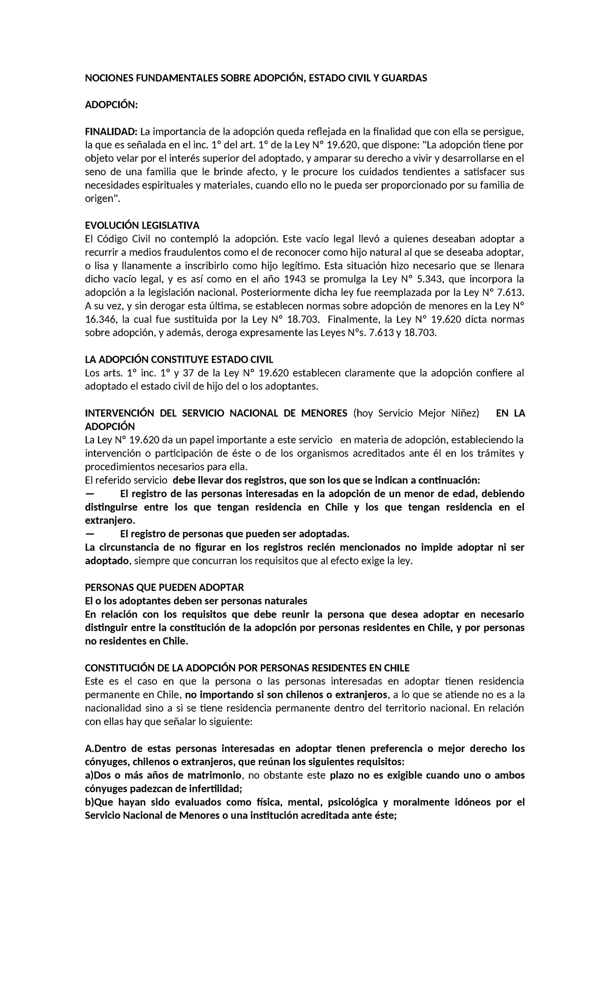 Nociones b Ã¡sicas sobre adopci Ã³n, estado civil y guardas - NOCIONES FUNDAMENTALES SOBRE - Studocu