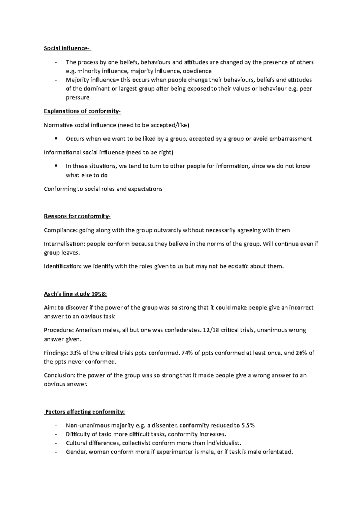 Social influence - Psych - Social influence- The process by one beliefs ...