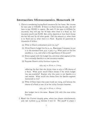 A9-FL23 - assignment - Intermediate Microeconomics, Homework 9 The city of Braavos has ...
