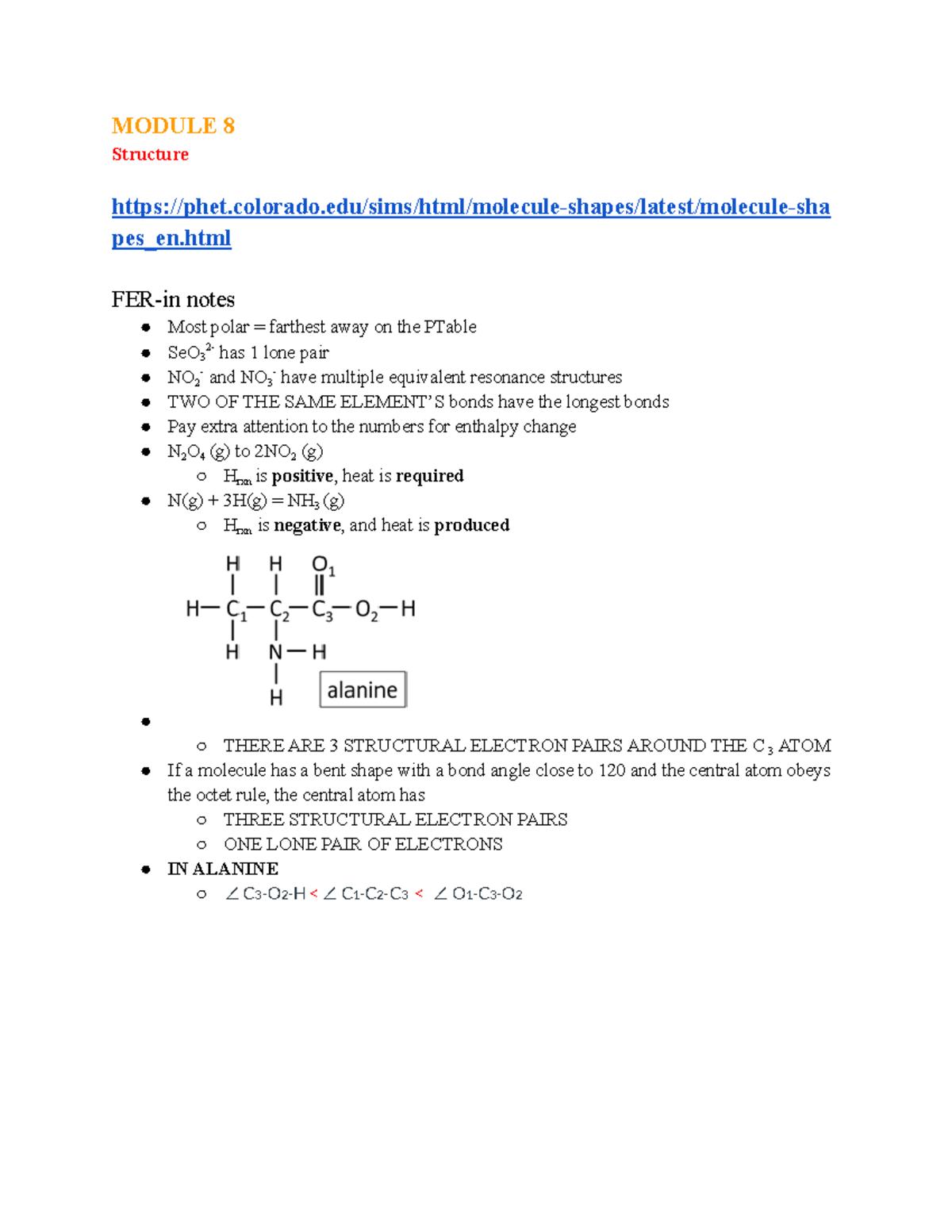 Chem 131 Module 8, 9, 11 - BLUMLING - MODULE 8 Structure - Studocu