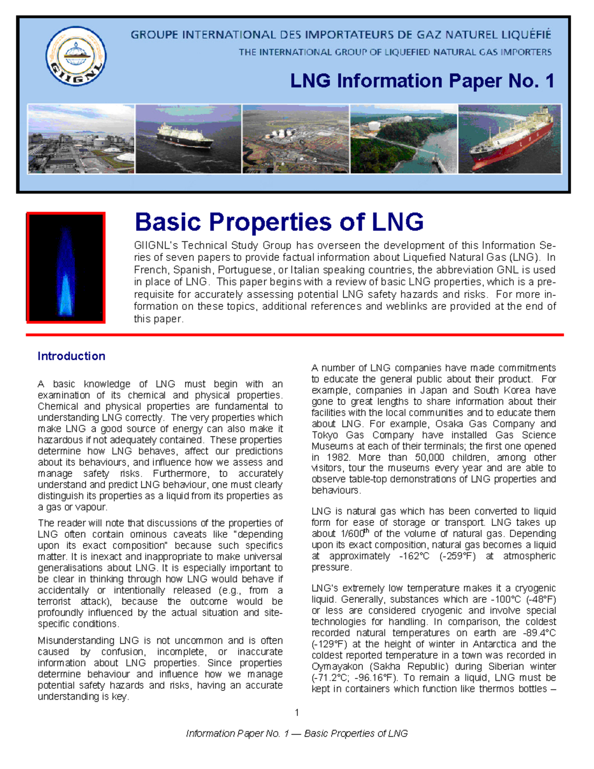 Liquefied Natural Gas - 1 Introduction A basic knowledge of LNG must ...