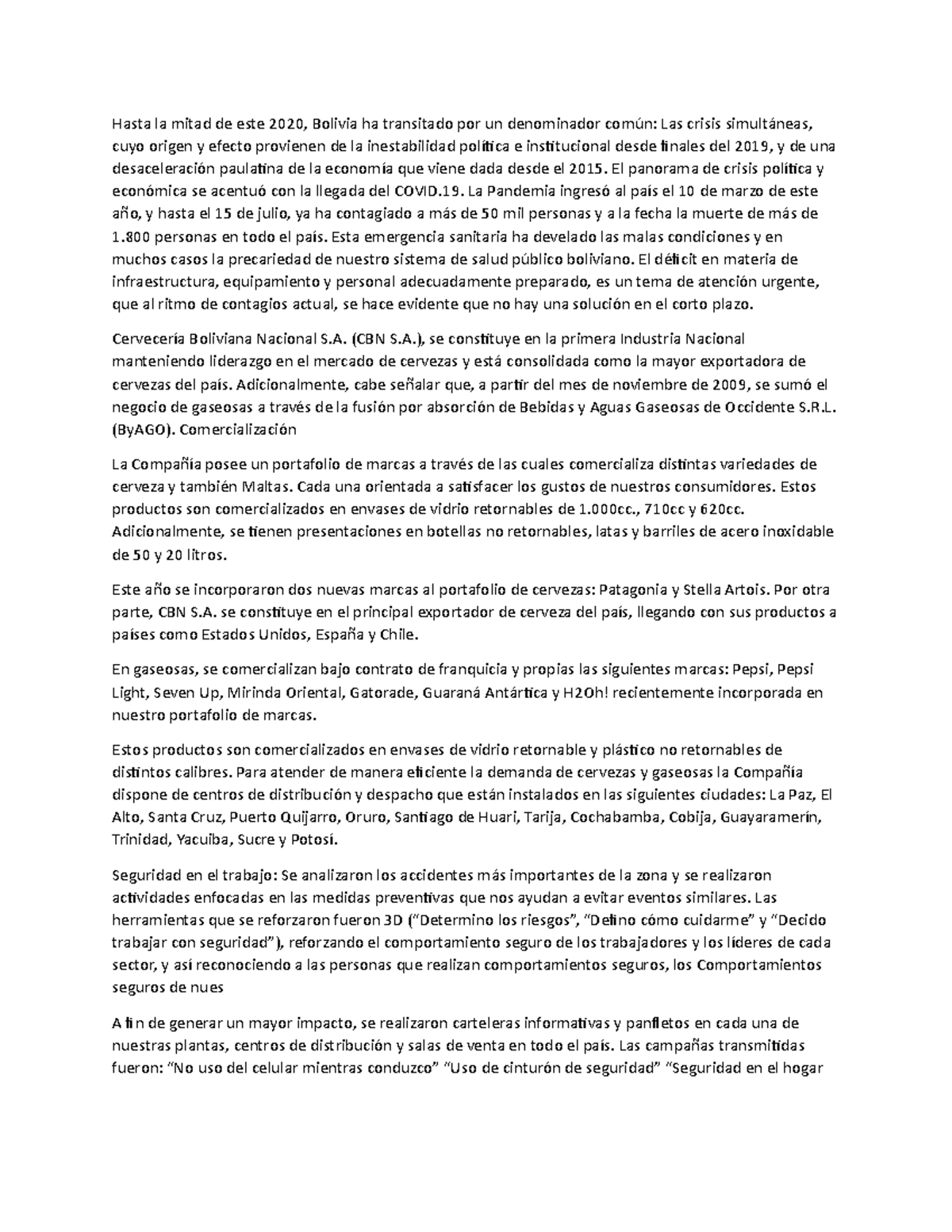 Analisis pestal 123 - VCXV - Hasta la mitad de este 2020, Bolivia ha ...