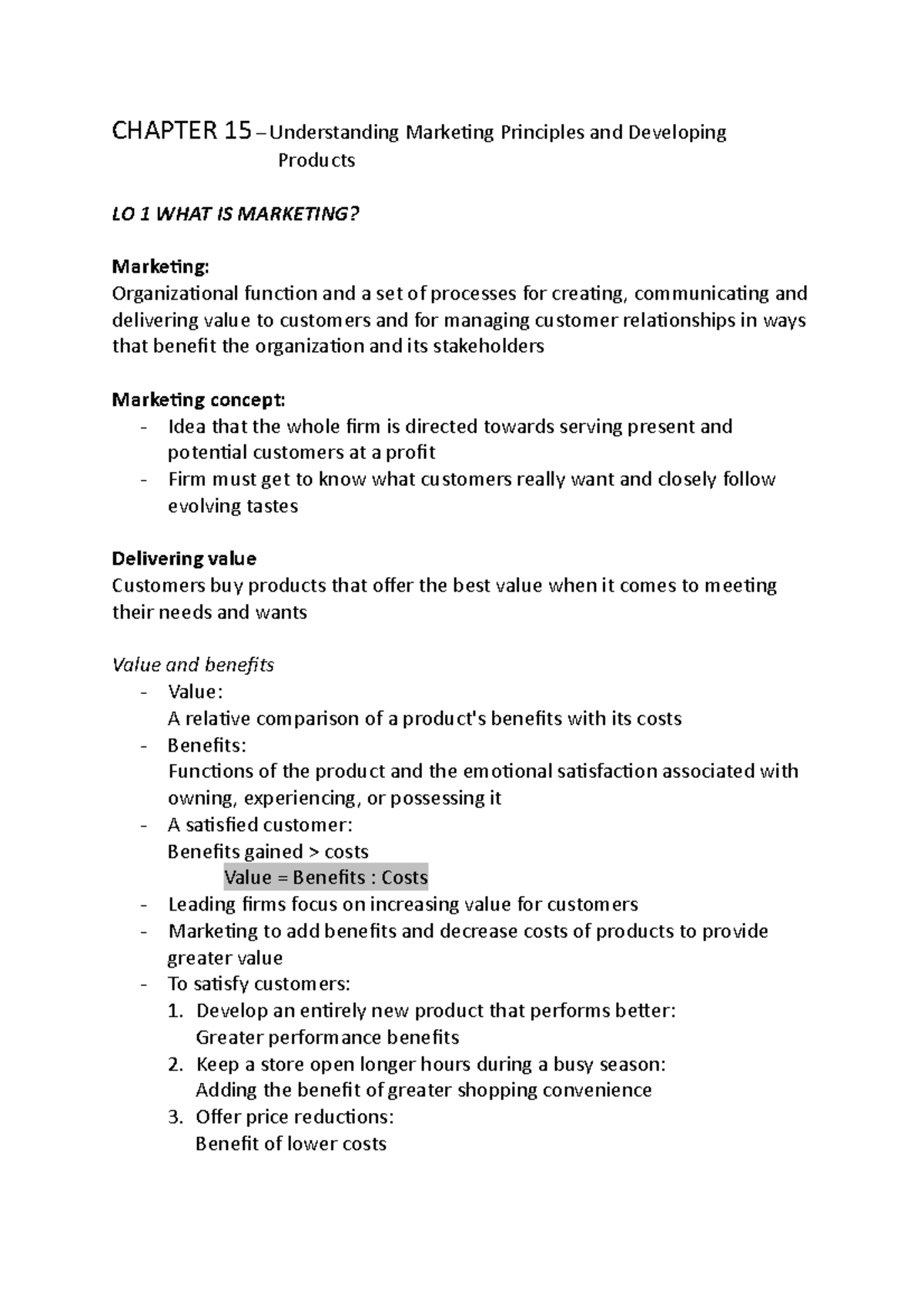 MGM101 H5F Chapter 15 - CHAPTER 15 – Understanding Marketing Principles ...