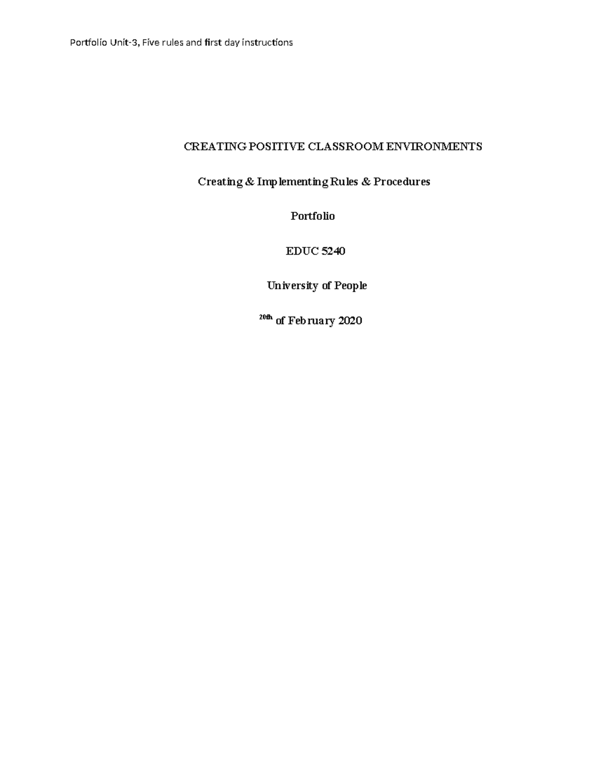 Unit3-term-3 portfolio educ 5240 - CREATING POSITIVE CLASSROOM ...