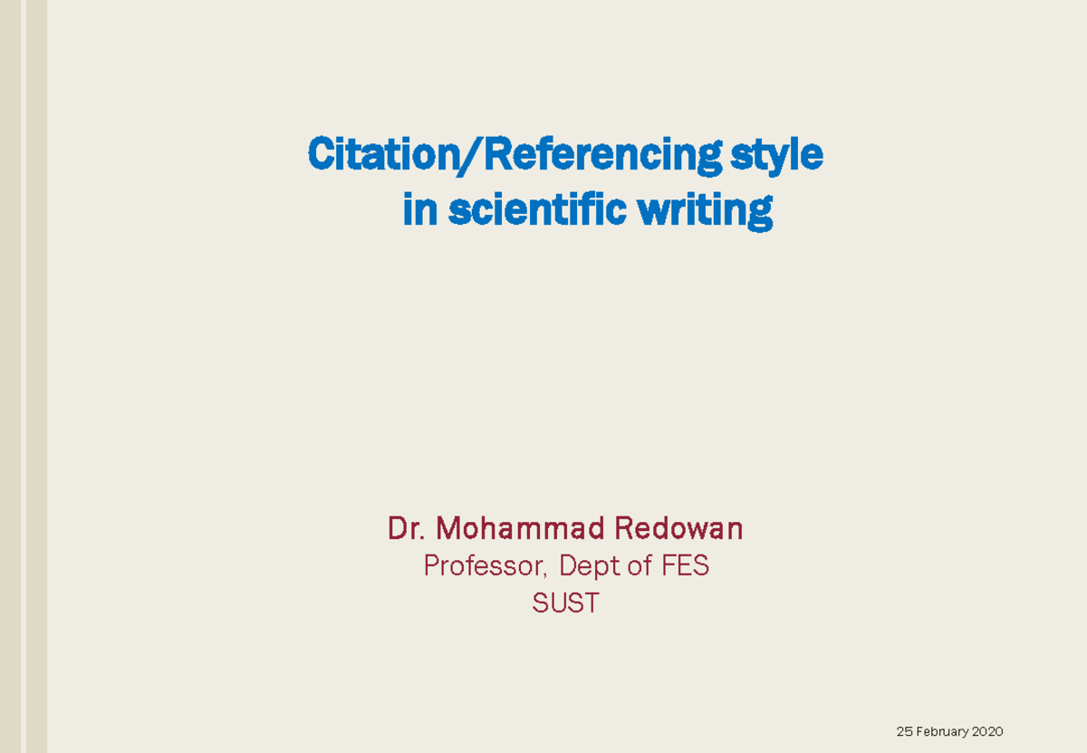 16. Citation style of research paper - Operations Research - SUST - Studocu