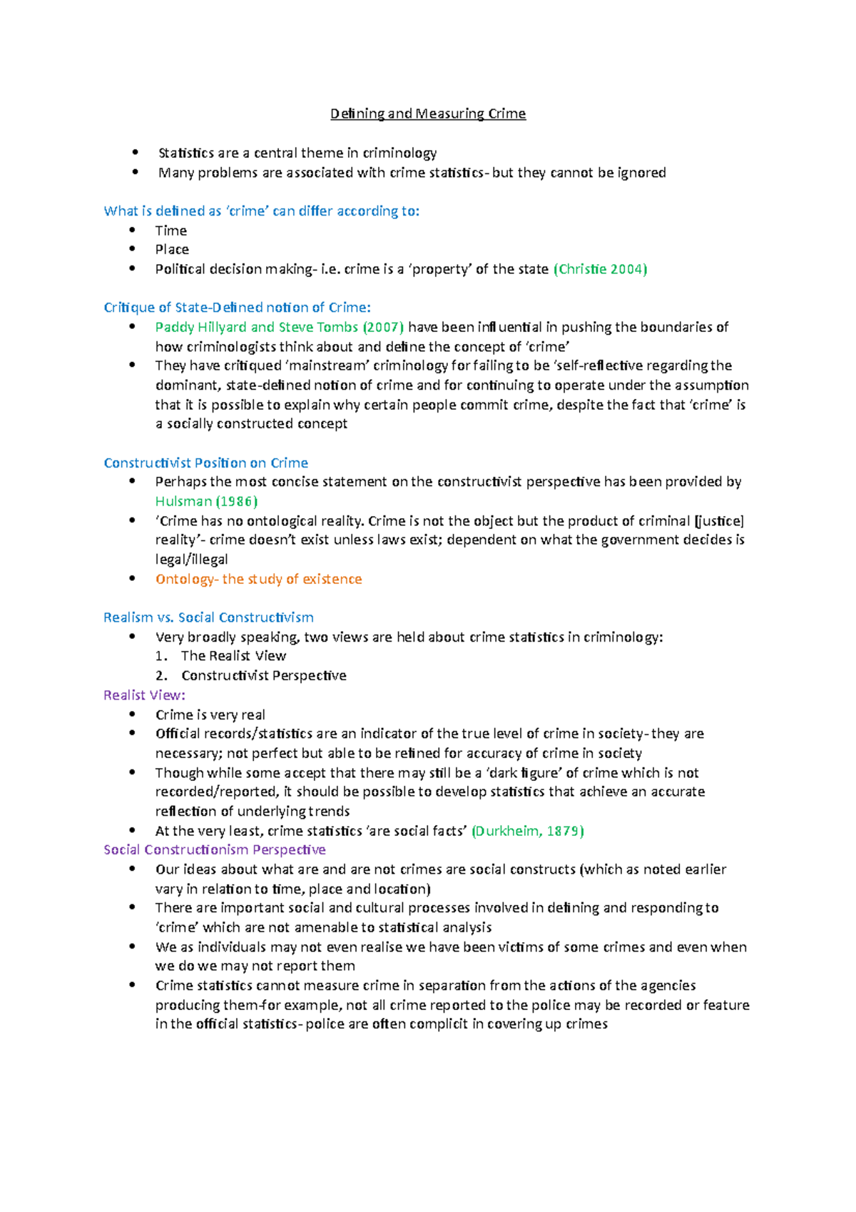 Lecture 2 Defining And Measuring Crime Defining And Measuring Crime Statistics Are A Central