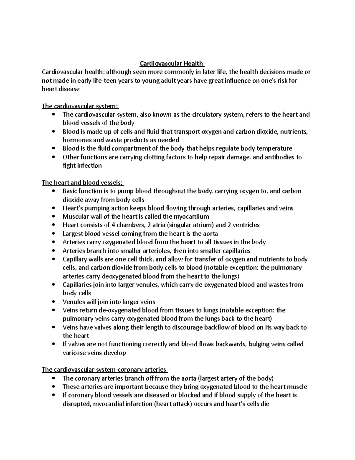 Lecture notes chapter 15-cardiovasular health - Cardiovascular Health ...