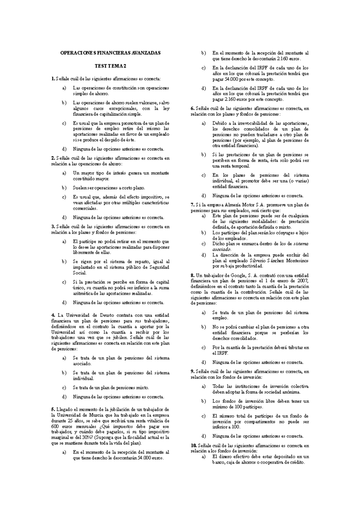 Tema 2 OFA Test reducido - International Financial Institutions and ...