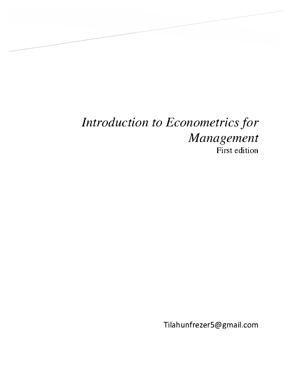 Econometrics Module 29052023 - Introduction to economics - Studocu