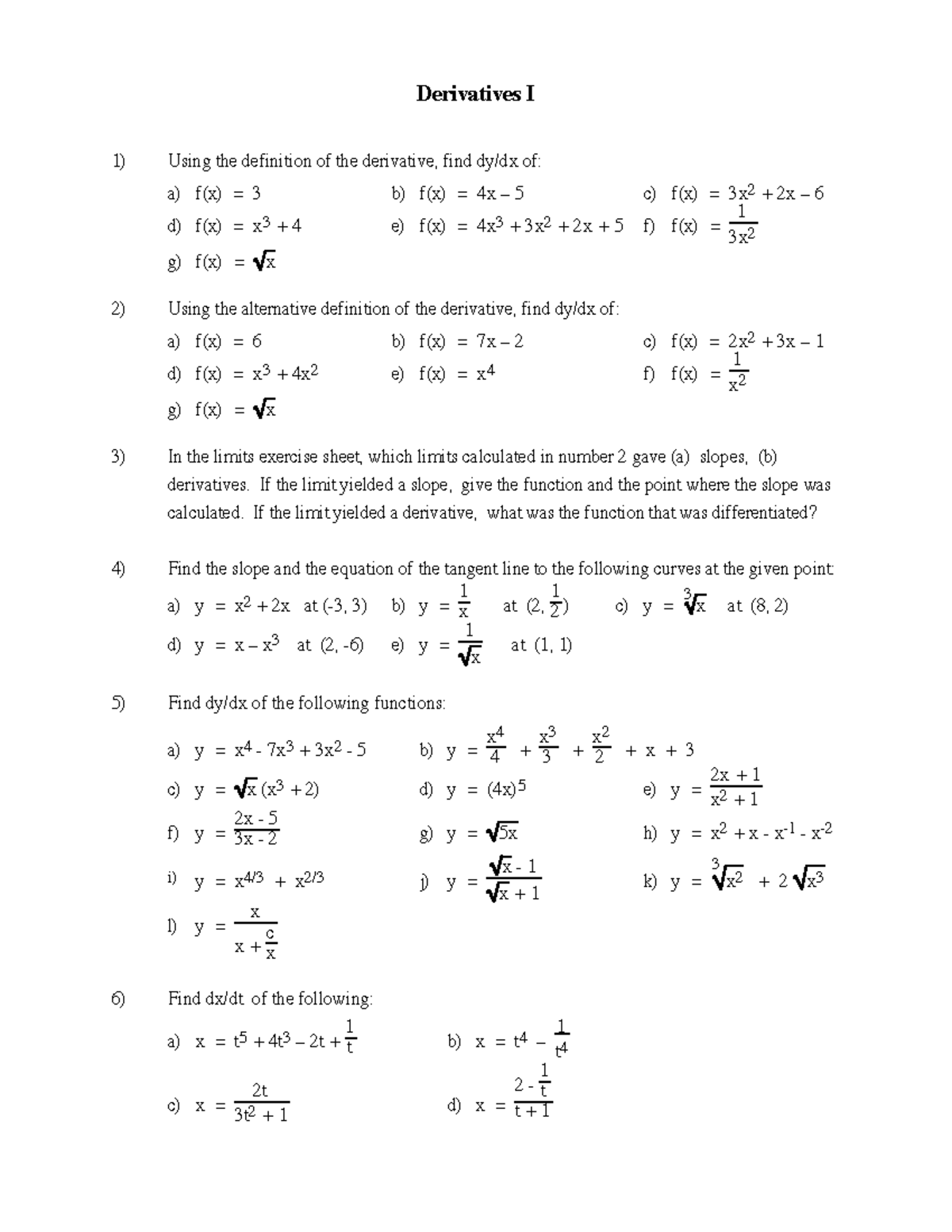 Derivatives I - Extra Parctice materials - 2013 - Derivatives I Using ...