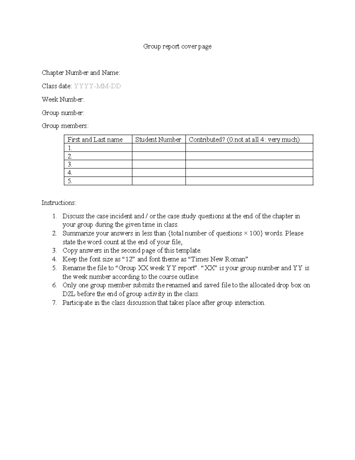 Group report template - Group report cover page Chapter Number and Name ...
