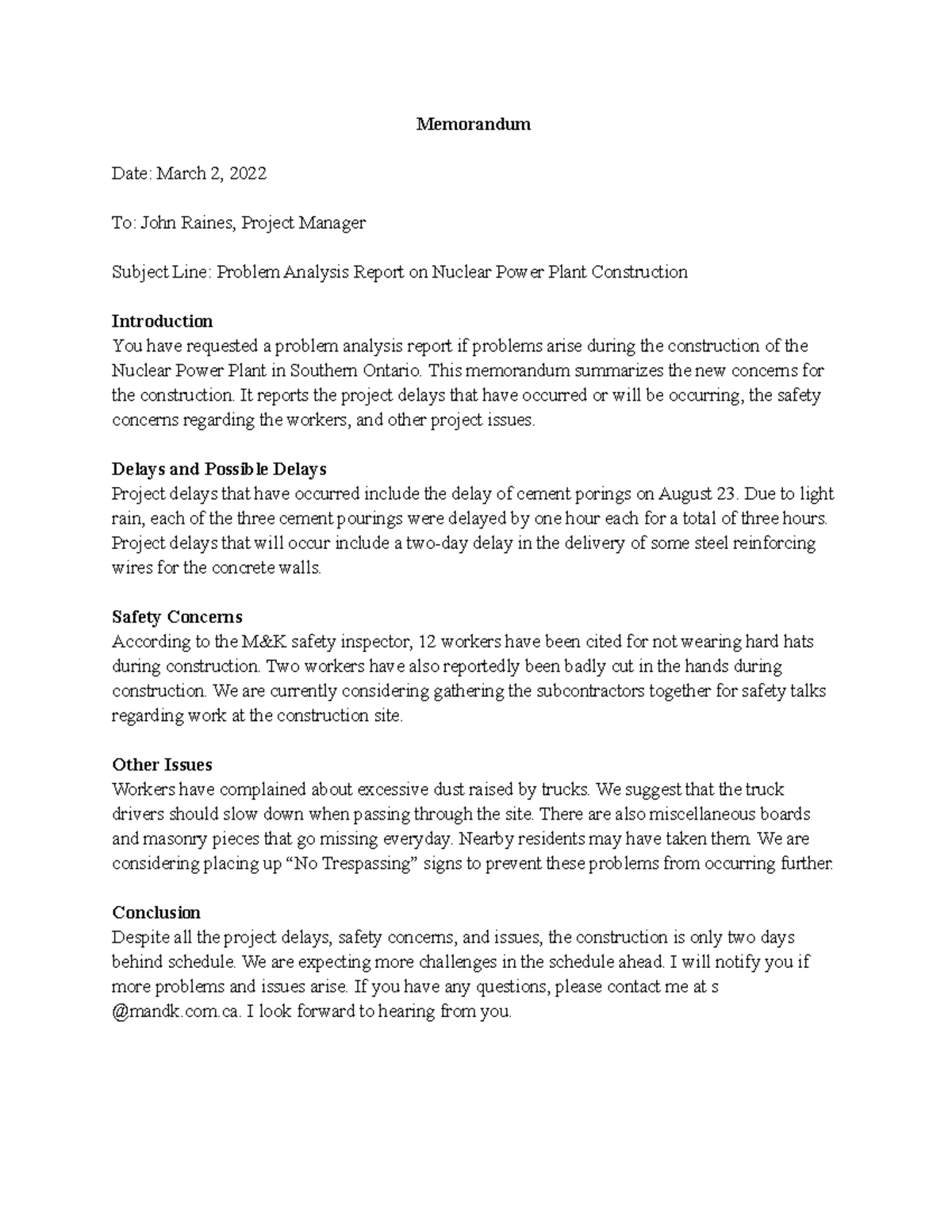 Memo Case 3 - gooooooooooooooooooooooooooooo - Memorandum Date: March 2 ...