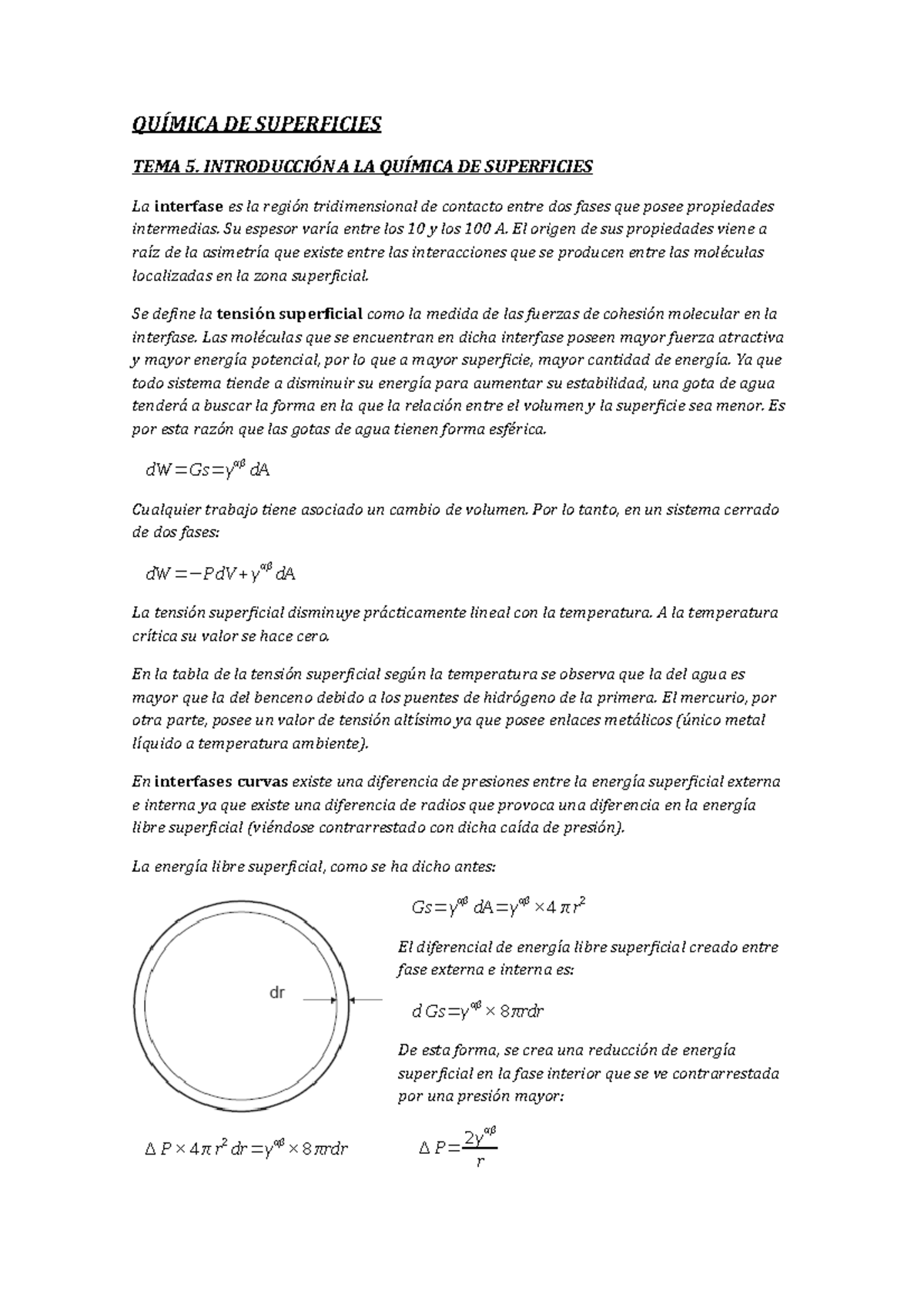Química DE Superficies - QUÍMICA DE SUPERFICIES TEMA 5. INTRODUCCIÓN A ...