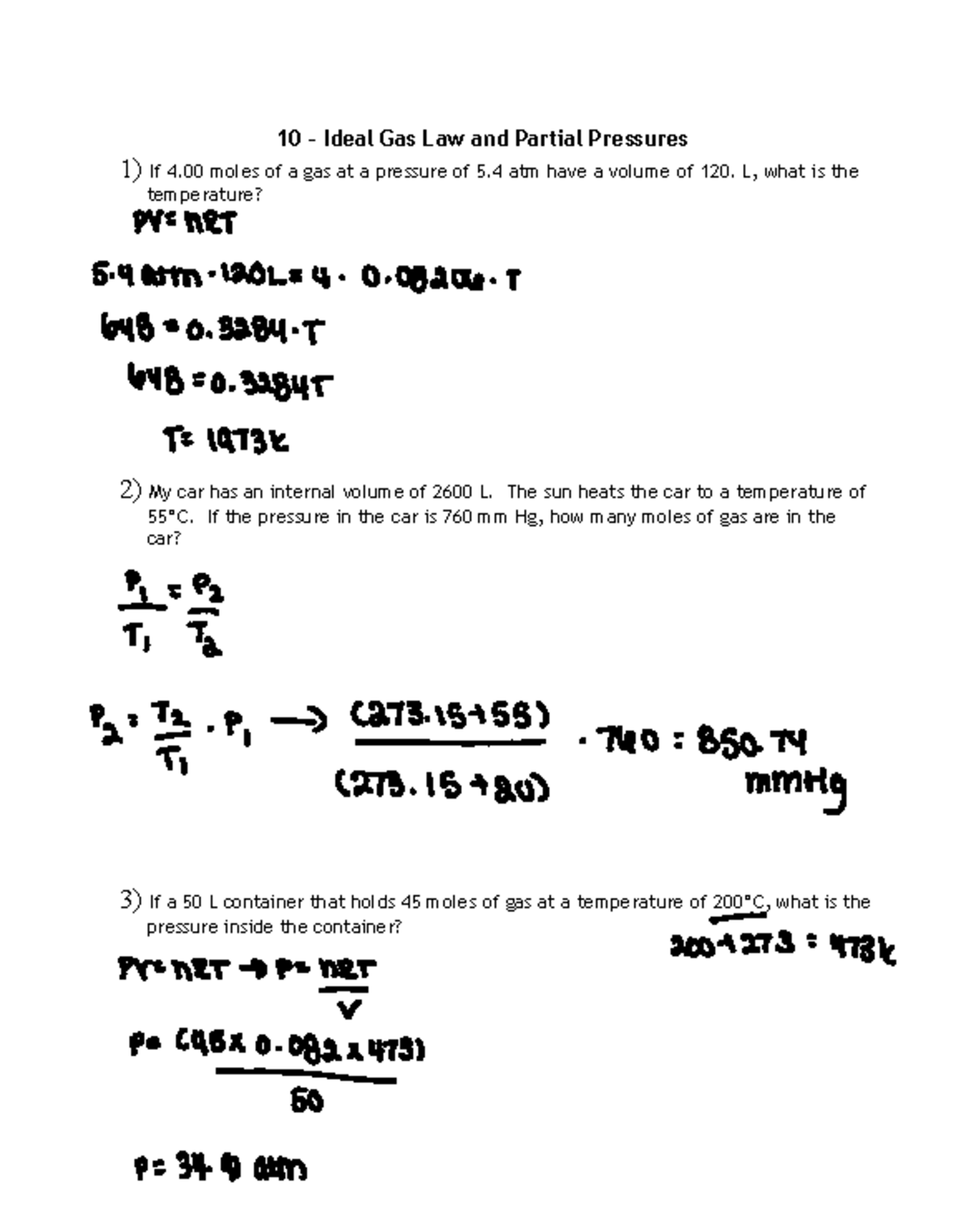 10+-+Ideal+Gas+Law+and+Partial+Pressures - 10 – Ideal Gas Law and ...