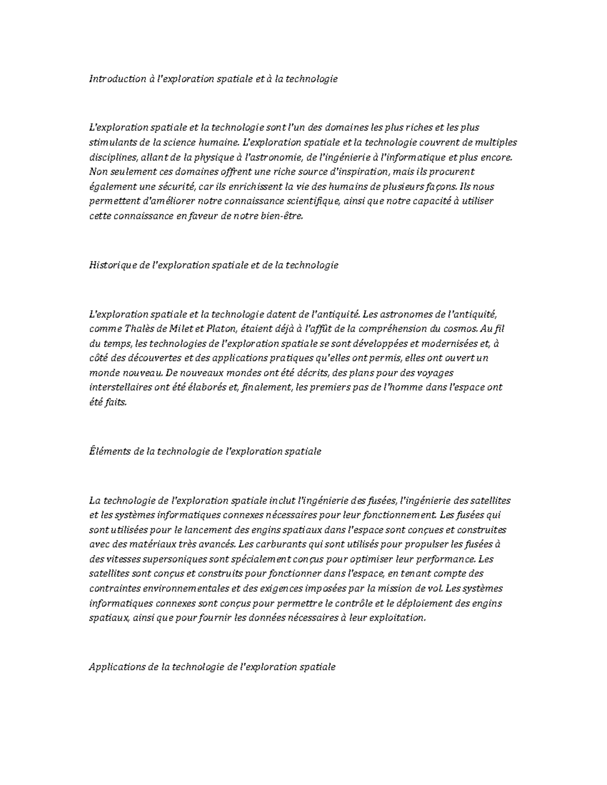 Space Exploration and Technology - Introduction à l'exploration ...