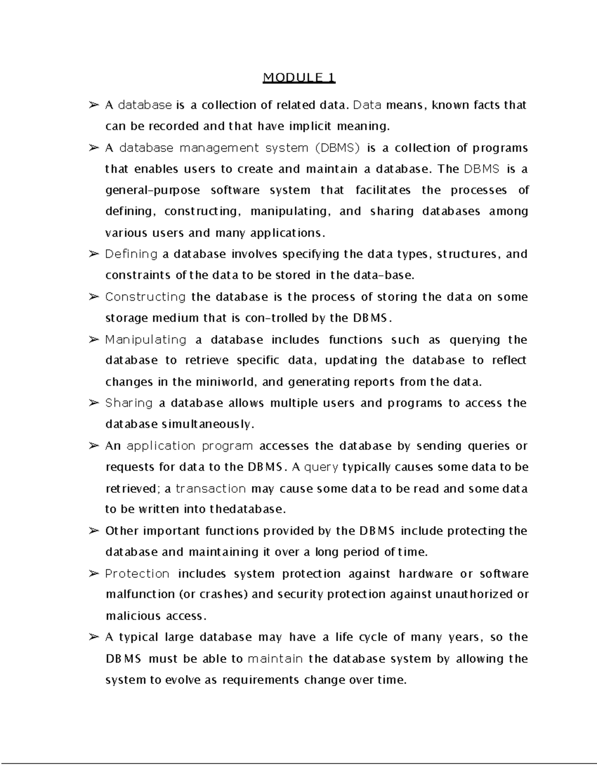 Principles of database design unit 1 - MODULE 1 Adatabaseis a ...
