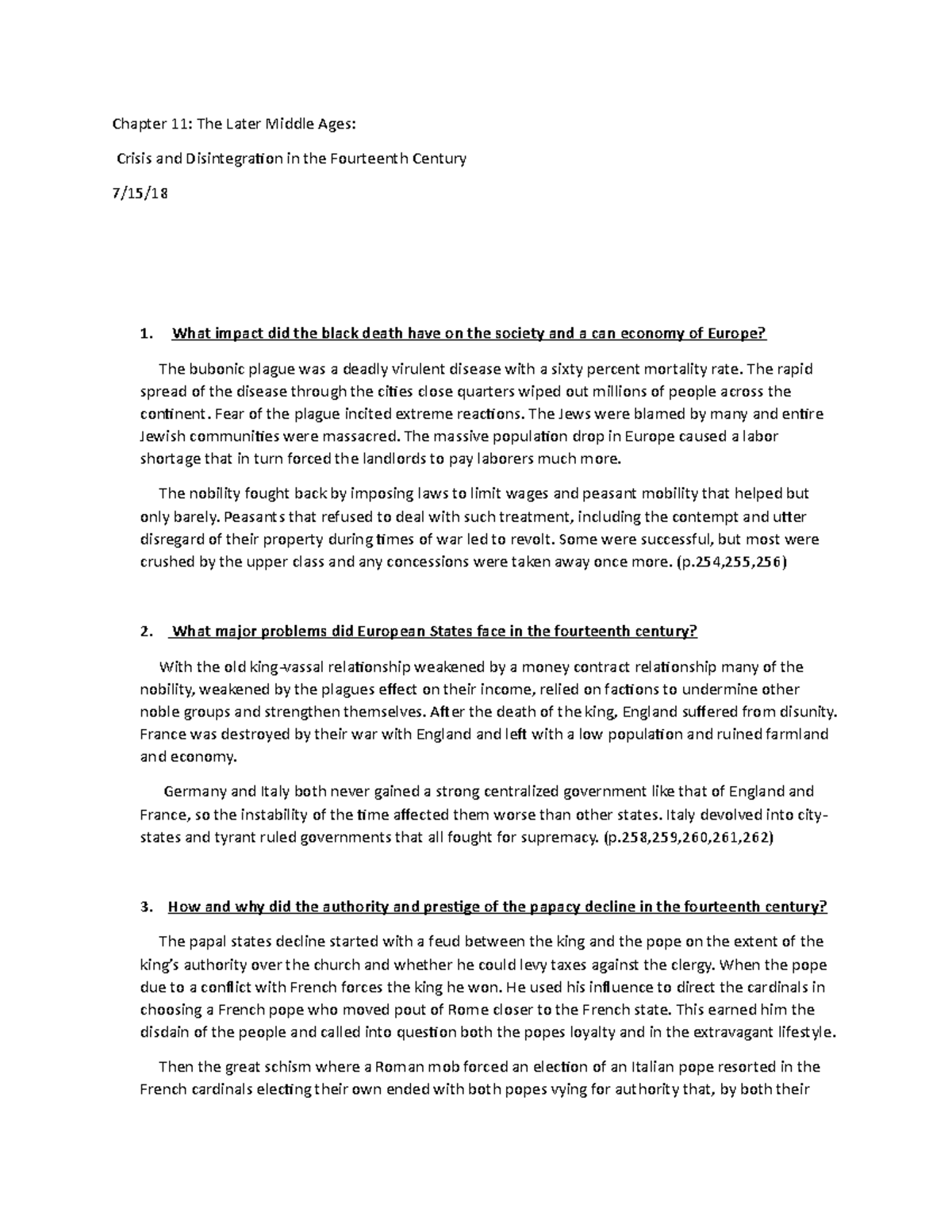 Westerncivchapter 11&12 - Chapter 11: The Later Middle Ages: Crisis and ...