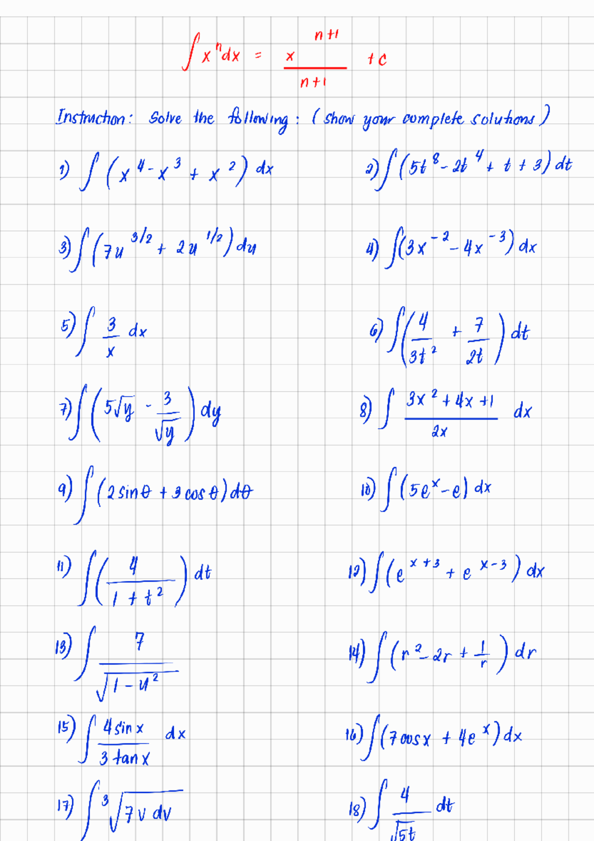 Basic Calculus Online Synch Problem set - Integral Calculus - Studocu