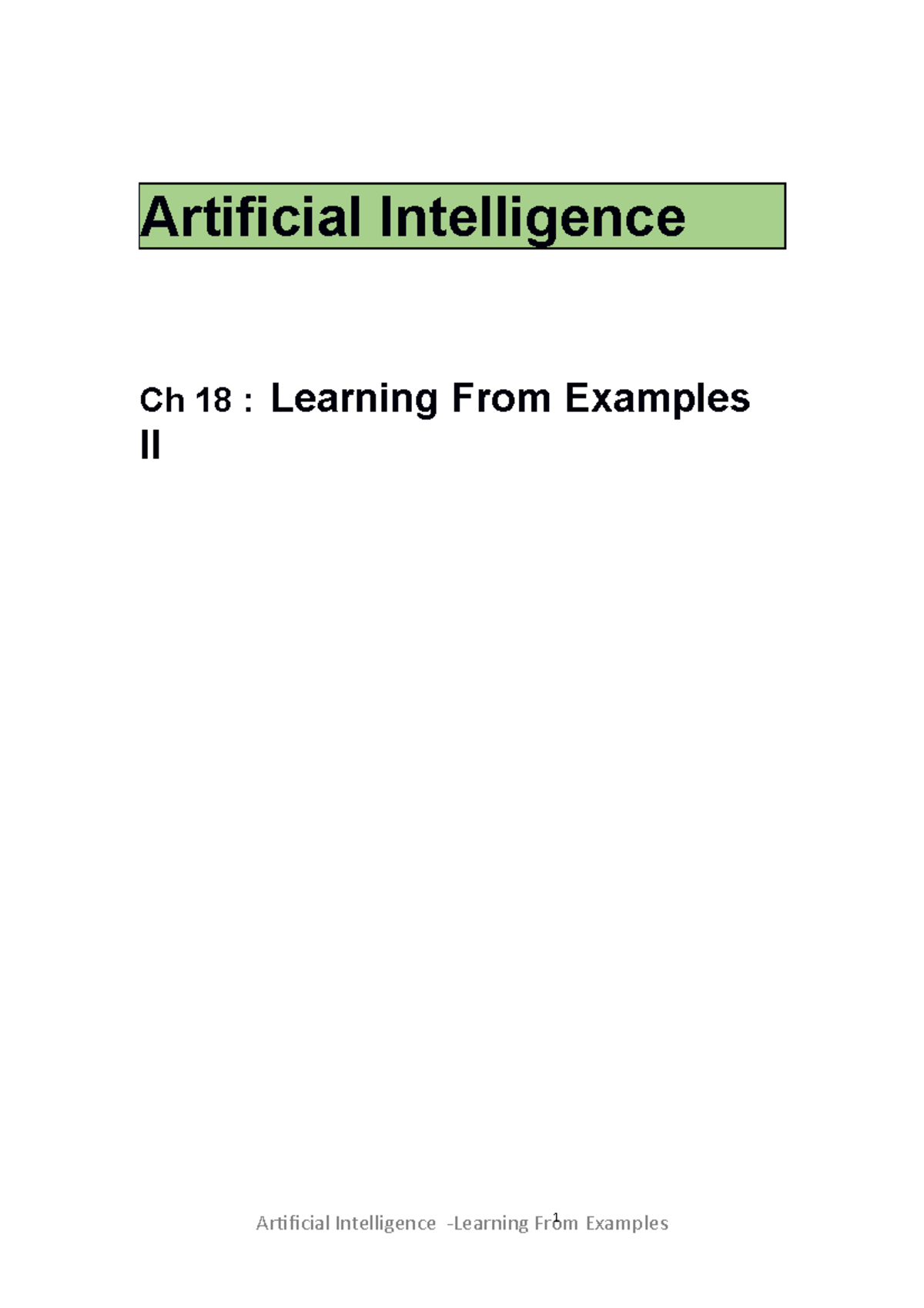 AI - Ch18 Learning From Examples Part 2 - Artificial Intelligence Ch 18 ...
