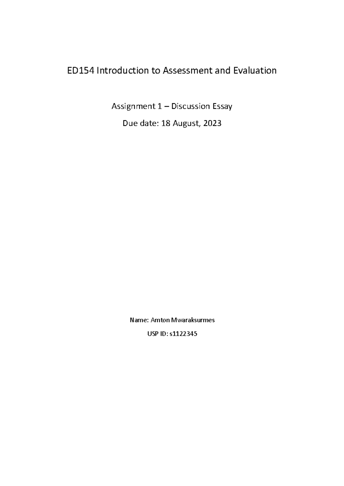 ED154 Assignment 1 Outline template - ED154 Introduction to Assessment ...