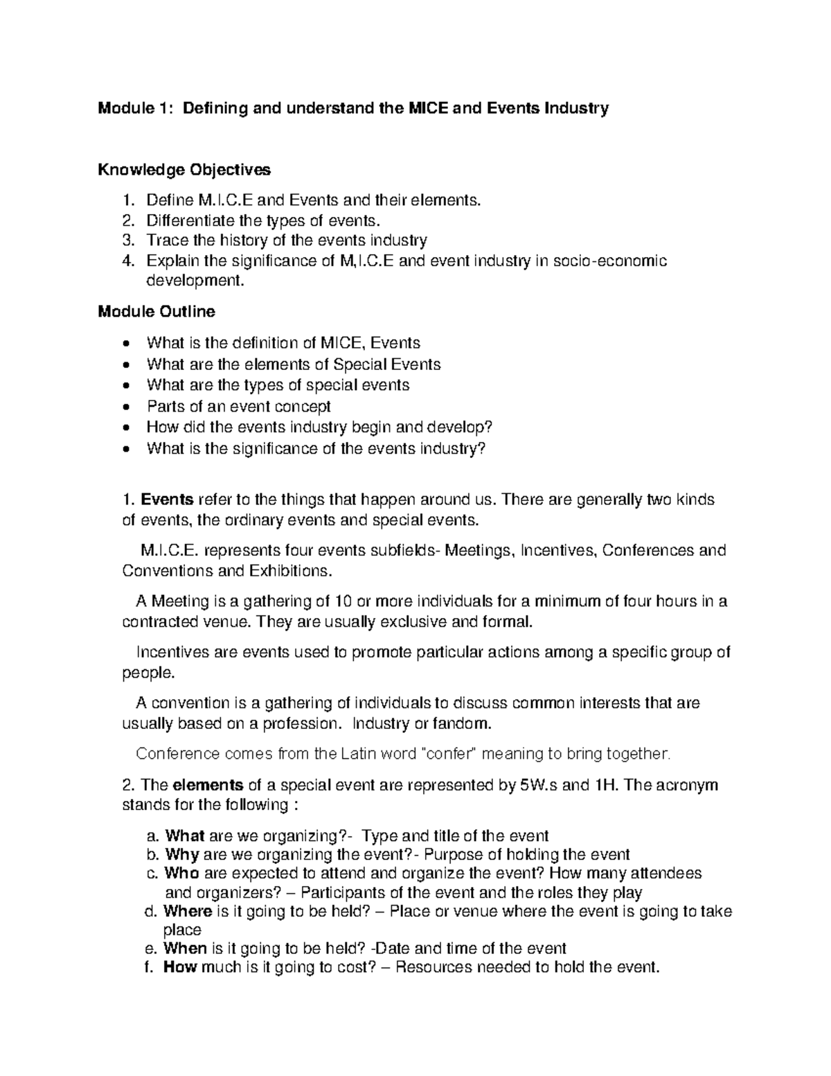 intro to intro to intro - Module 1: Defining and understand the MICE ...
