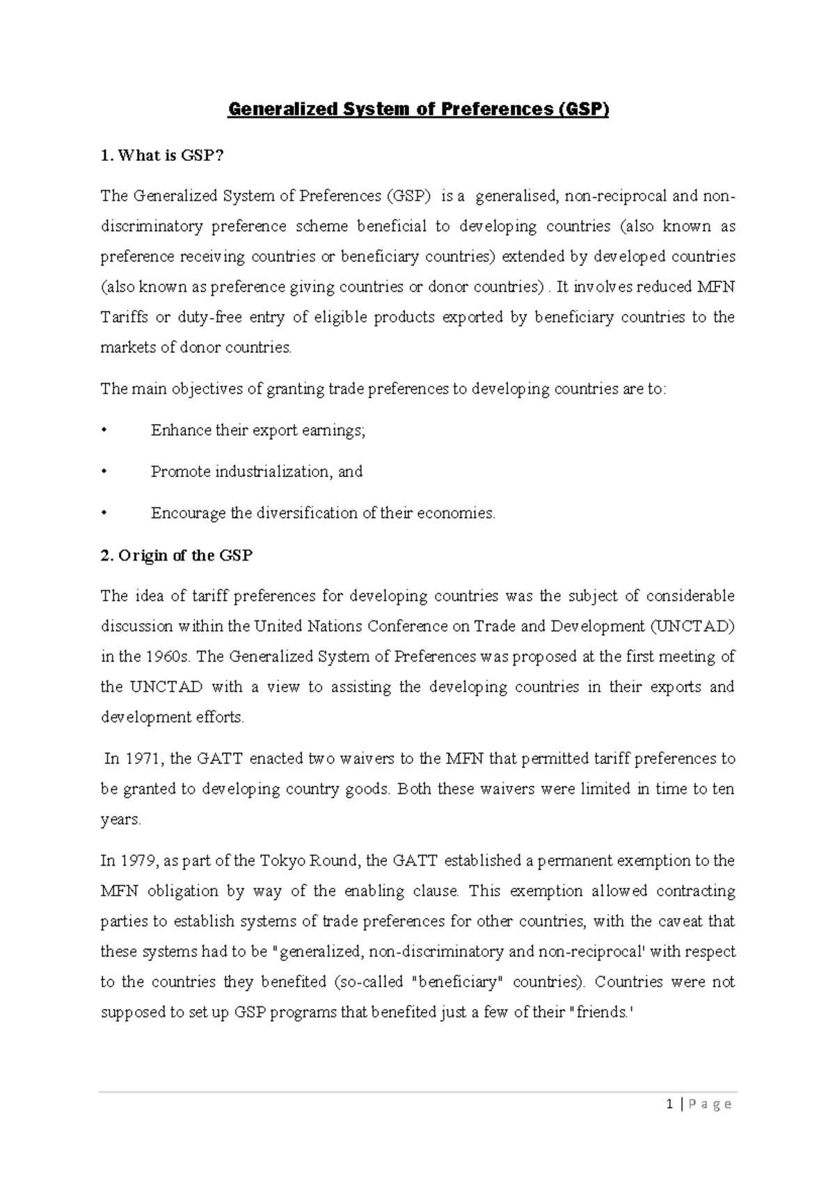THE Generalized System OF Preferences - Generalized System of ...