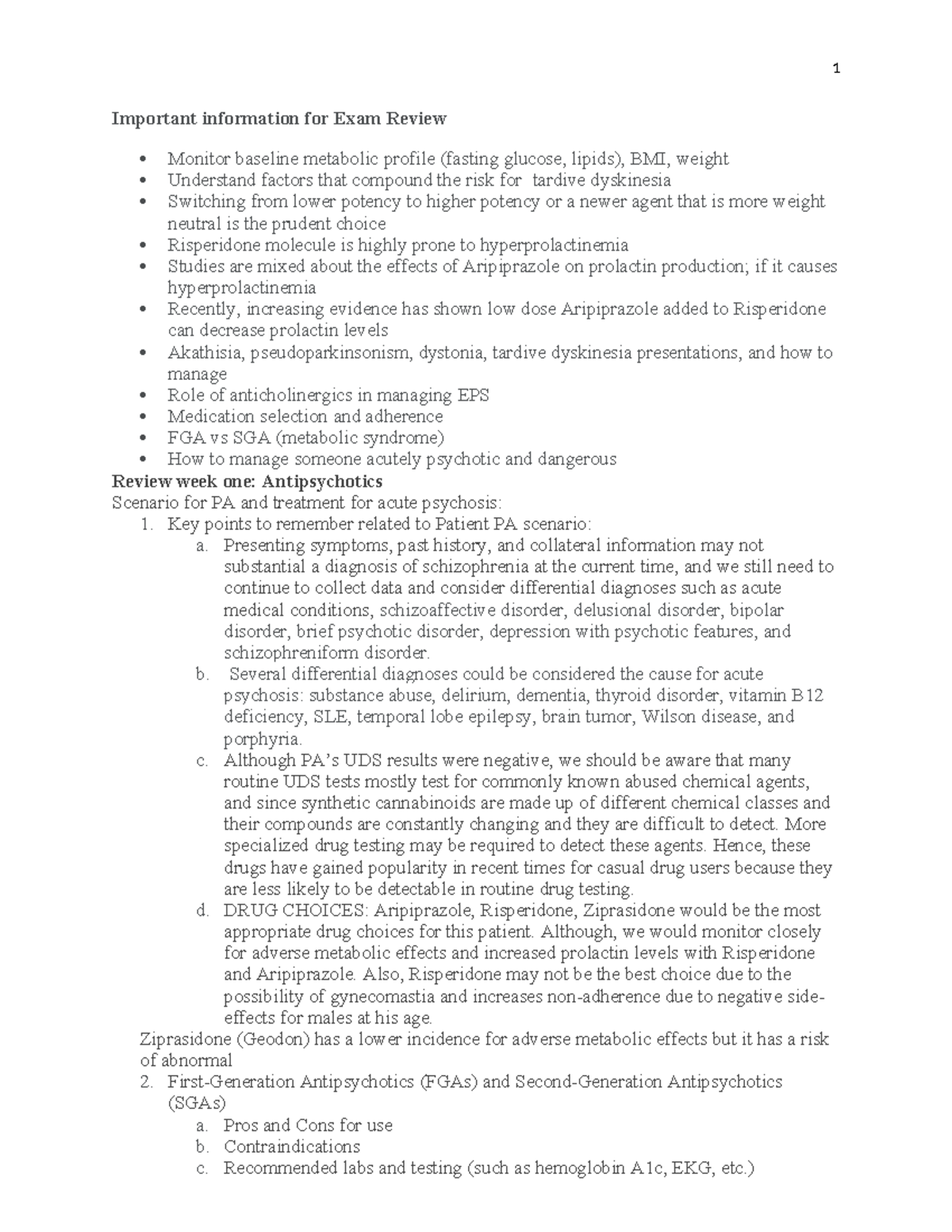 Exam 1 Weekly Summary - NSG 552 Exam 1 - Important information for Exam ...