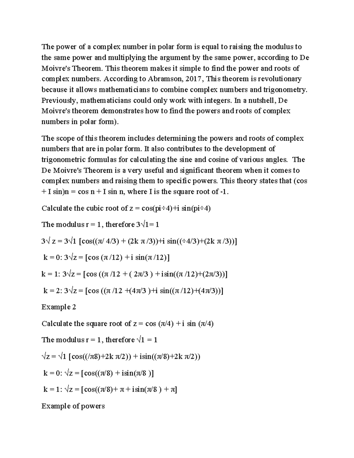 Disc unit 8 - discus unit 8 c.l - The power of a complex number in ...
