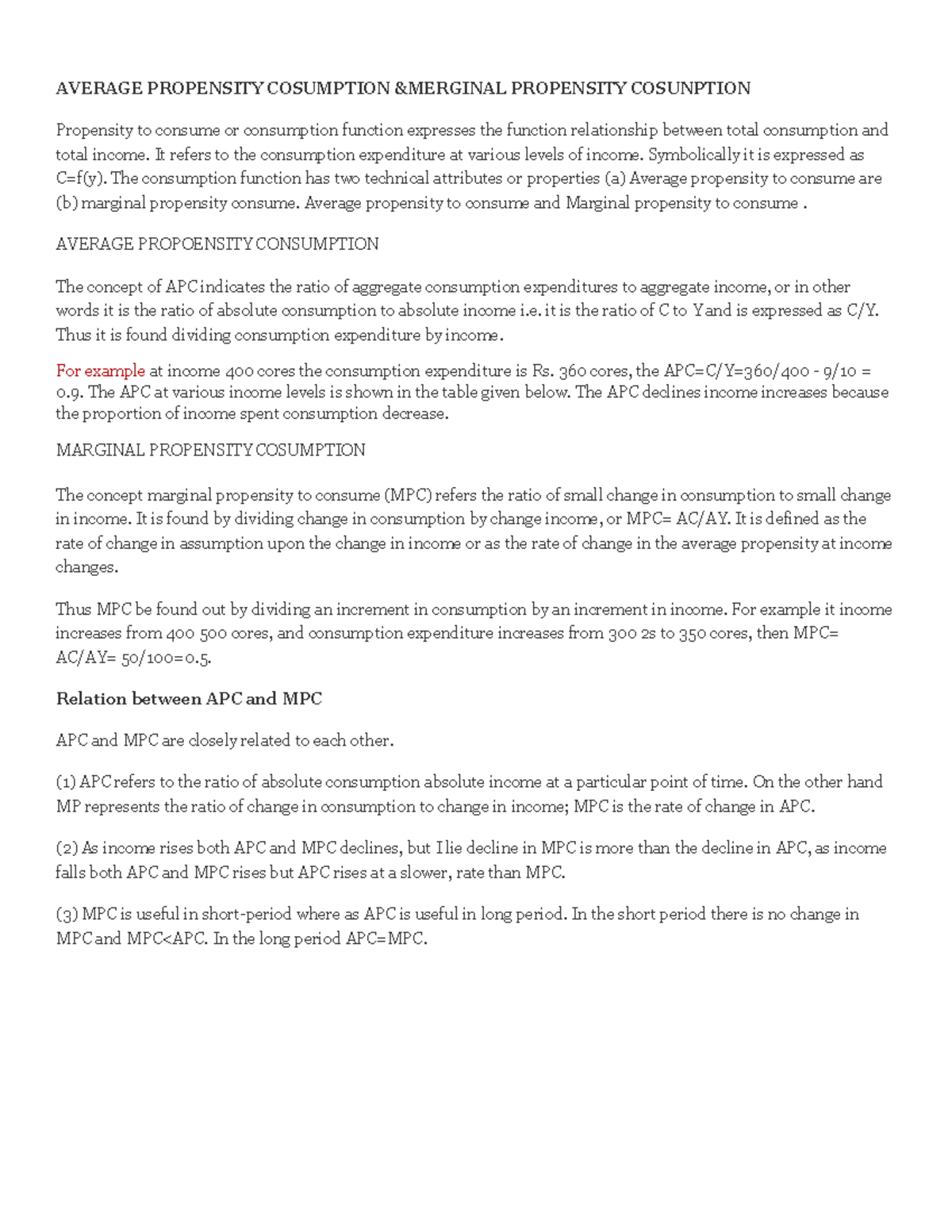 Average Propensity Cosumption - AVERAGE PROPENSITY COSUMPTION &MERGINAL ...