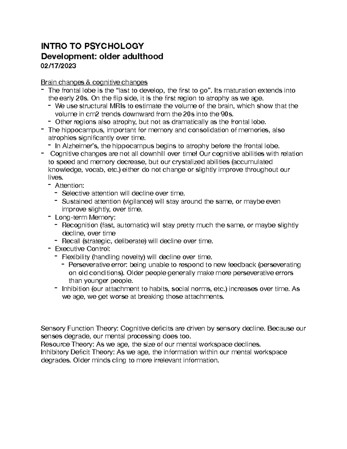 Development in older adulthood - INTRO TO PSYCHOLOGY Development: older ...