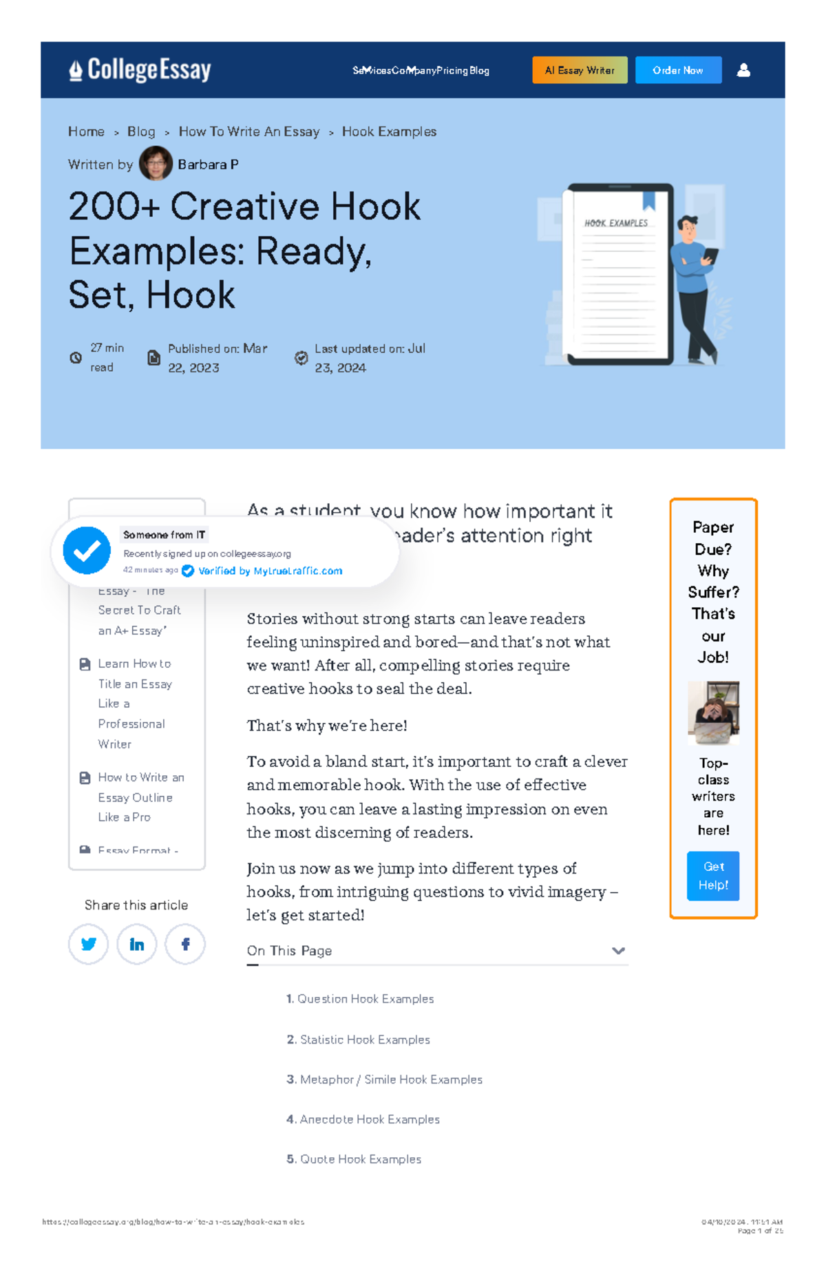 200+ Hook Examples to Grab Your Reader's Attention.pdf 1 - Home > Blog ...
