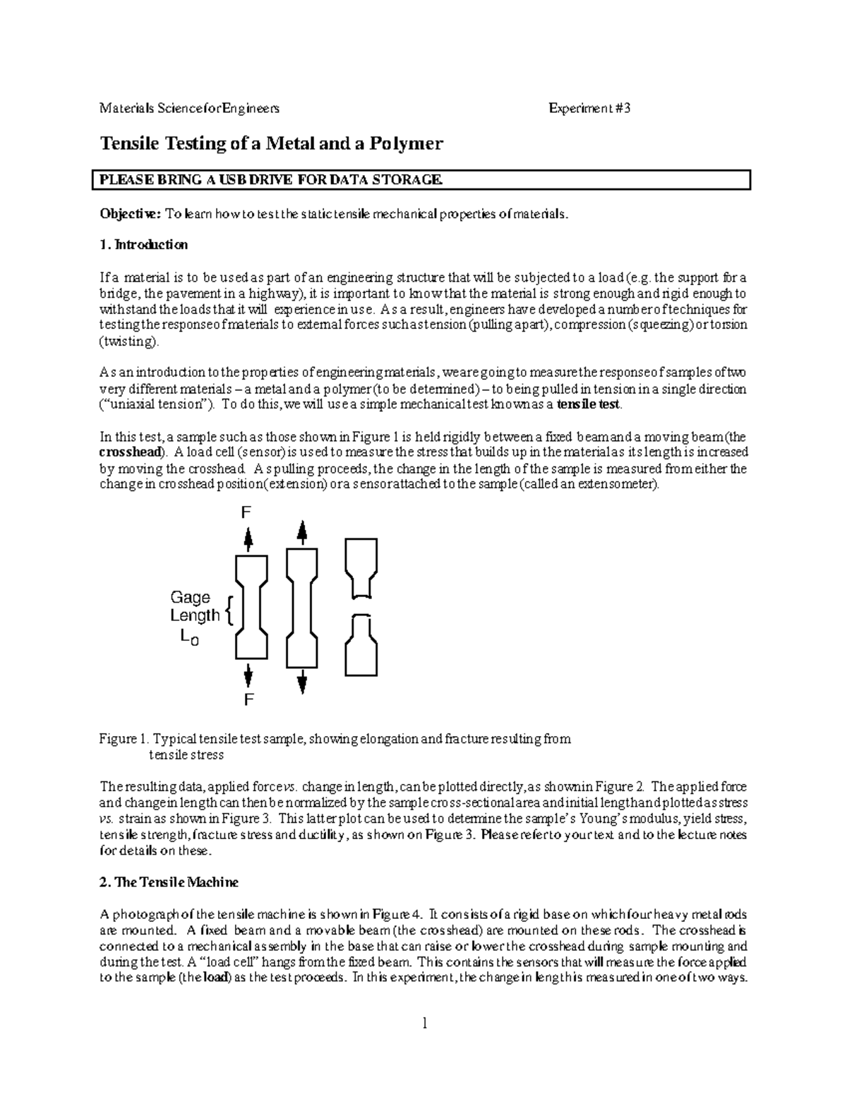 L03 - Lab 3 - Materials Science for Engineers Experiment # 3 Tensile ...