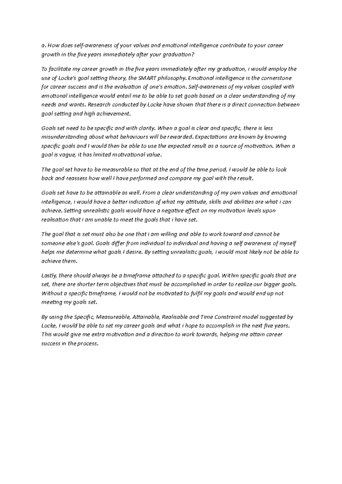 Emotional intelligence essay - a. How does self-awareness of your ...