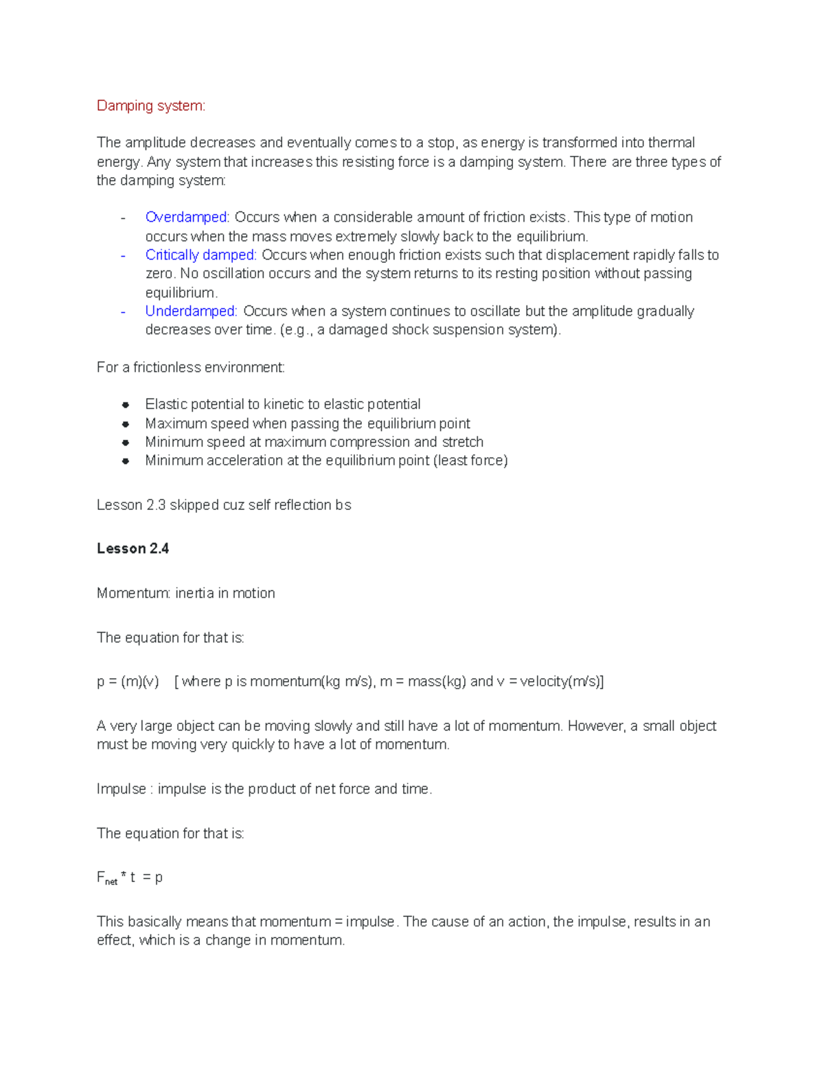 Sph4u notes hookes law - Damping system: The amplitude decreases and ...