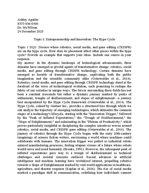 Topic 1- Entrepreneurship and Innovation- The Hype Cycle - Ashley ...