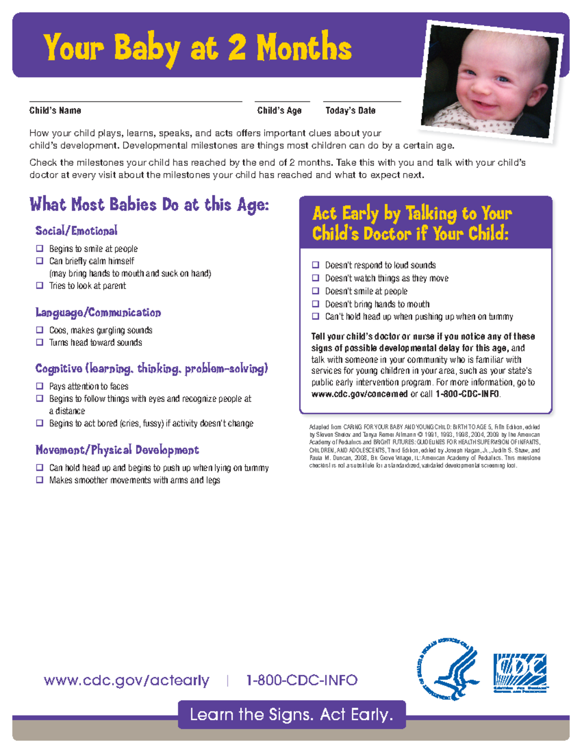 Week 2 CDC parental handouts growth development milestones - What Most ...
