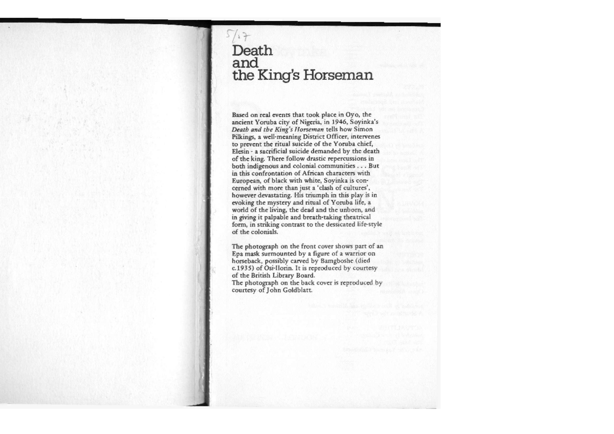 Studoc - FULL TEXT OF THE STORY - Death and the King's Horseman Based ...