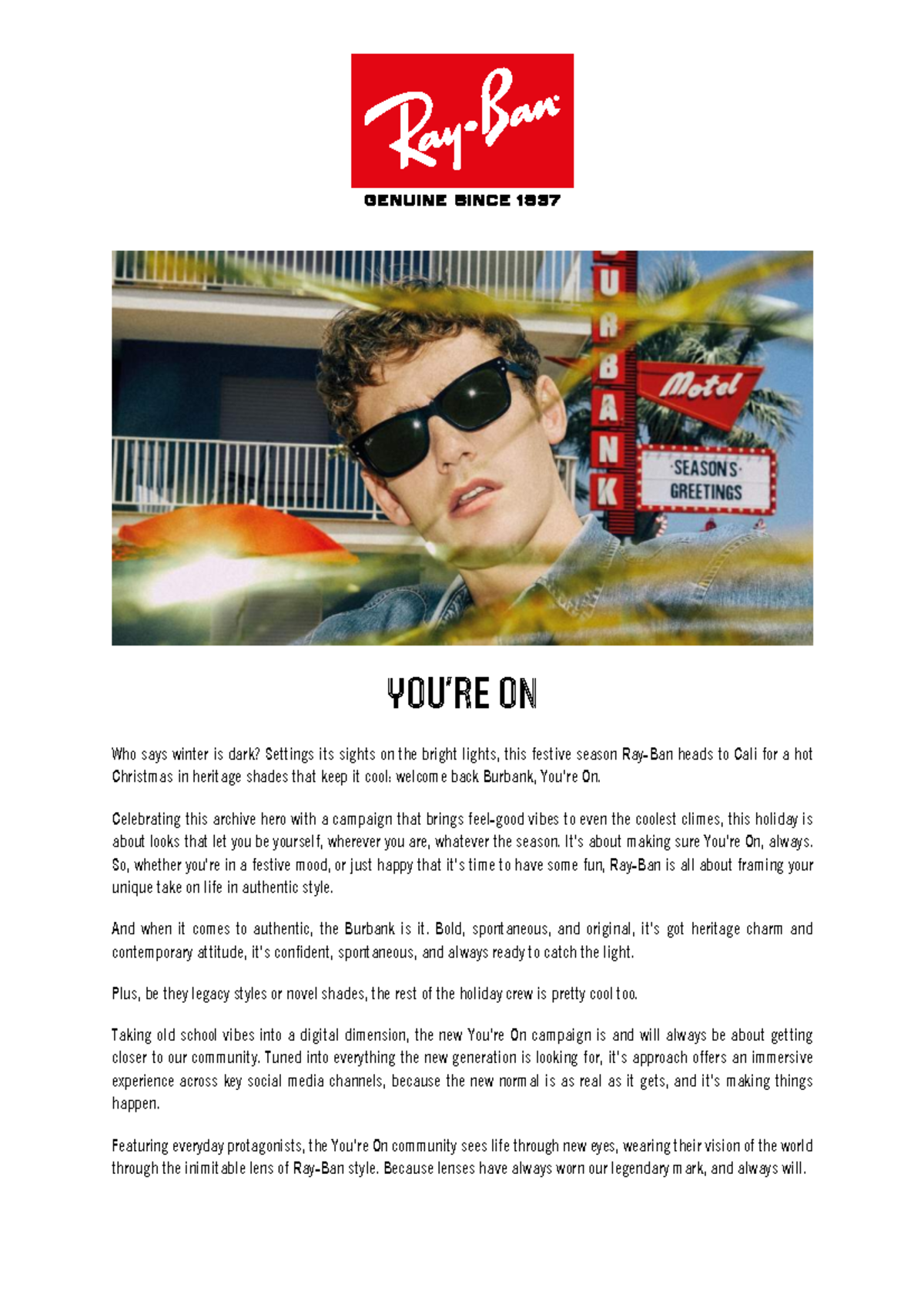 Ray-ban holiday press release en - YOU’RE ON Who says winter is dark ...