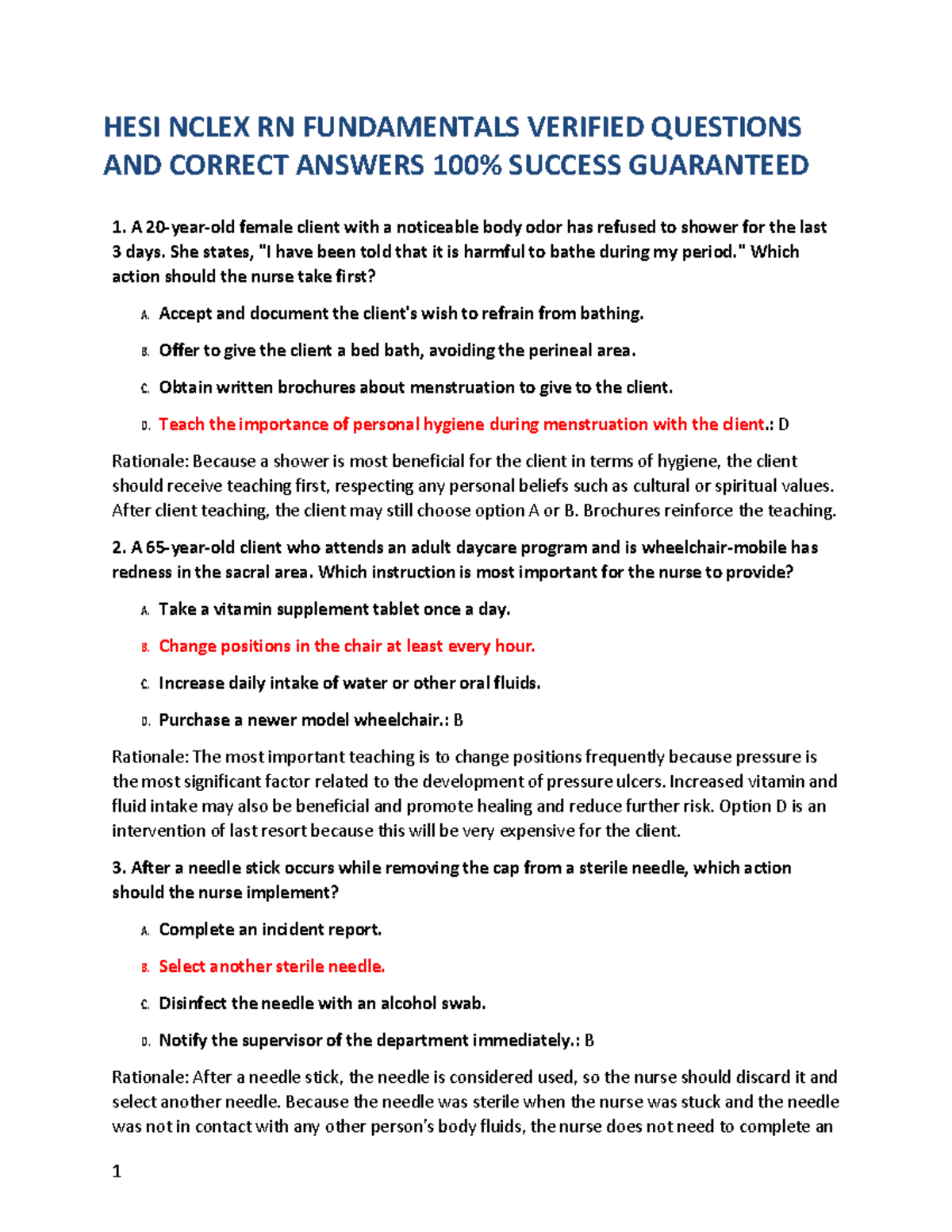 HESI Nclex RN EXAM - 2023 QUESTIONS AND CORRECT VERIFIED ANSWERS2023 ...