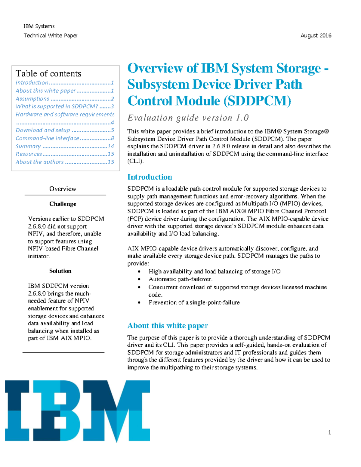 Overview of IBM System Storage - Subsystem Device Driver Path Control Module ( Sddpcm ...