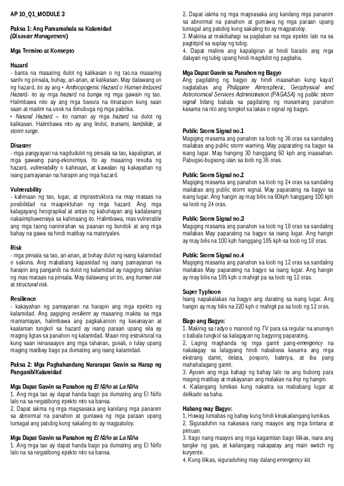 AP 10 GQ Module 3 - AP 10_Q1_MODULE 3 Paksa 1: Ang Pamamahala sa ...
