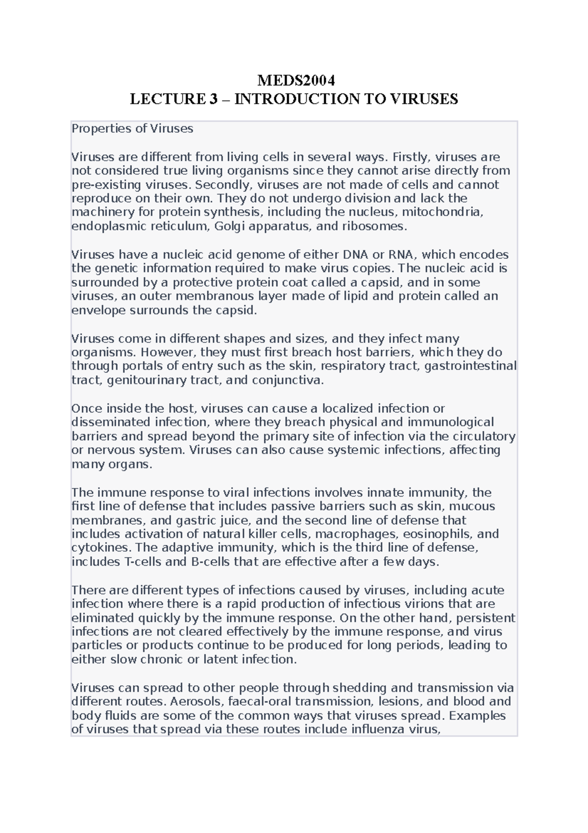 Meds2004 Lecture 3 Introduction To Viruses Meds Lecture 3