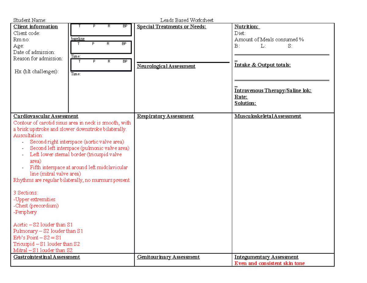 Week 5 Worksheet - Normal Assessments - Client information Client code ...