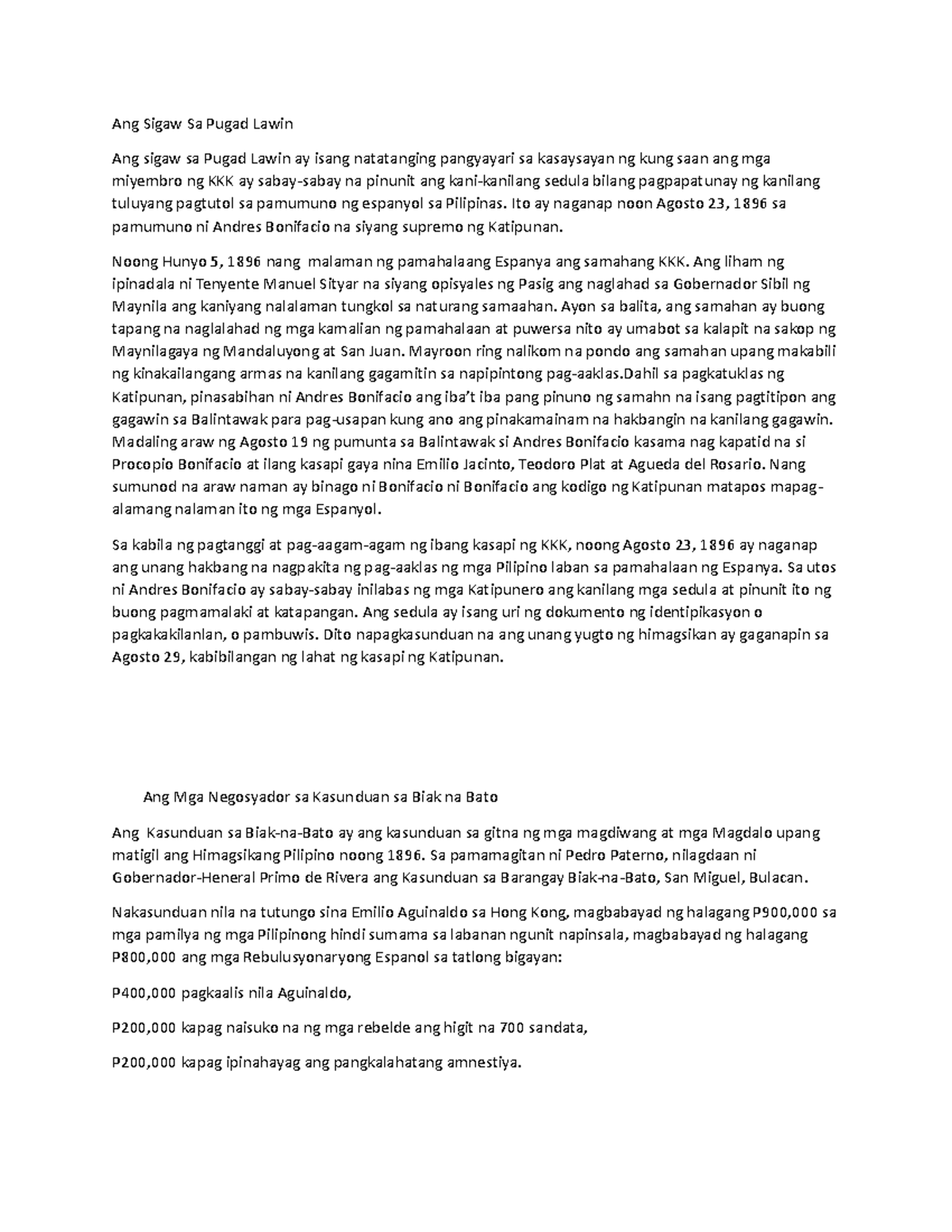 Andrey - Project , Assignments - Ang Sigaw Sa Pugad Lawin Ang sigaw sa ...