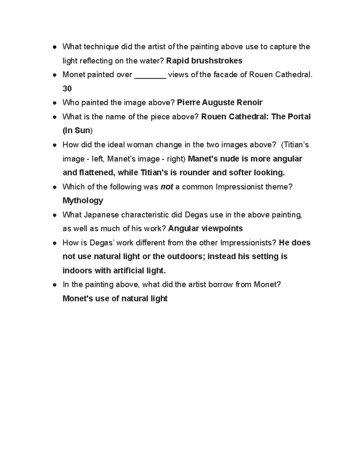 Impressionism - You can use this for notes. - What technique did the ...