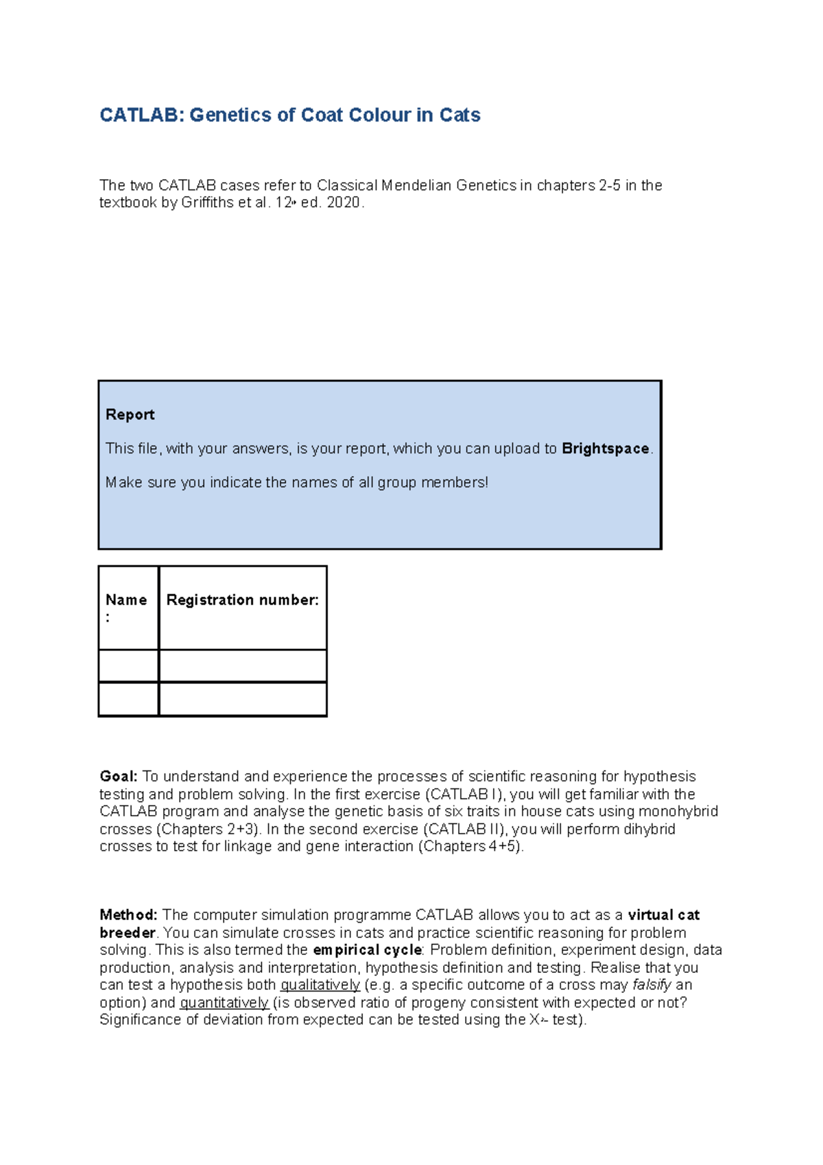 Catlab I 2021 2022 - Fundamentals of Genetics and Molecular Biology ...