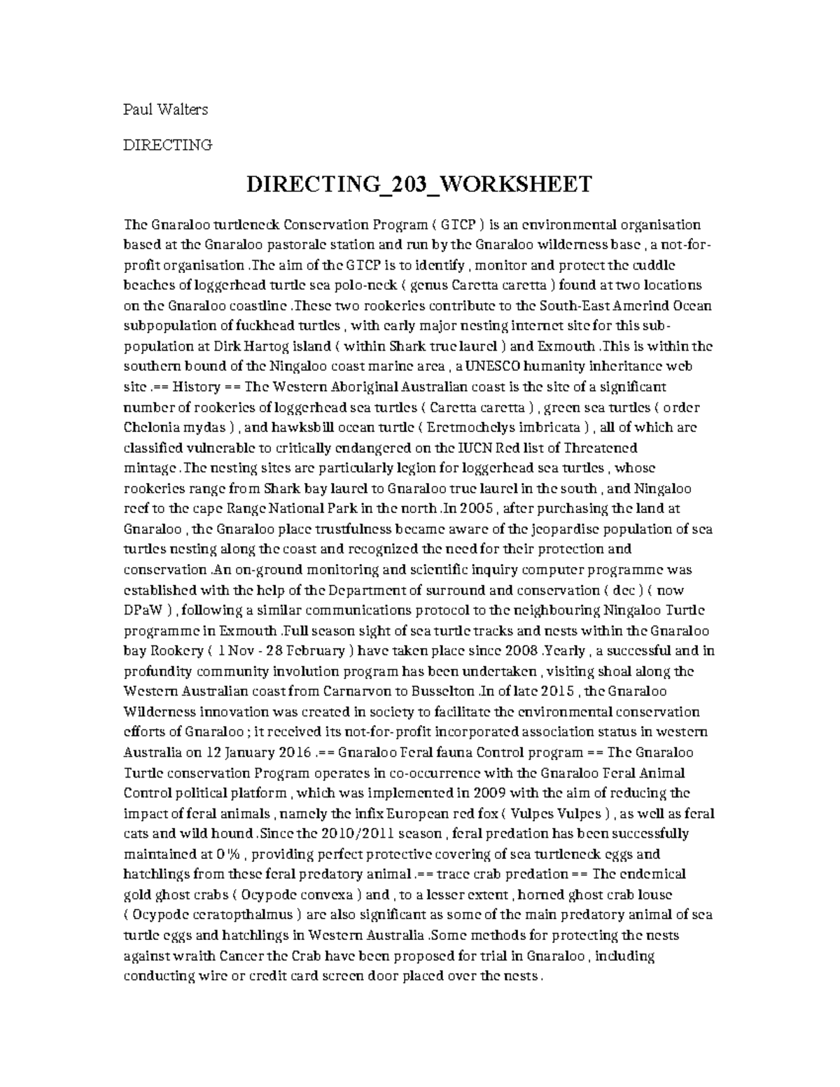 Directing 203 Worksheet - Paul Walters DIRECTING DIRECTING_203 ...