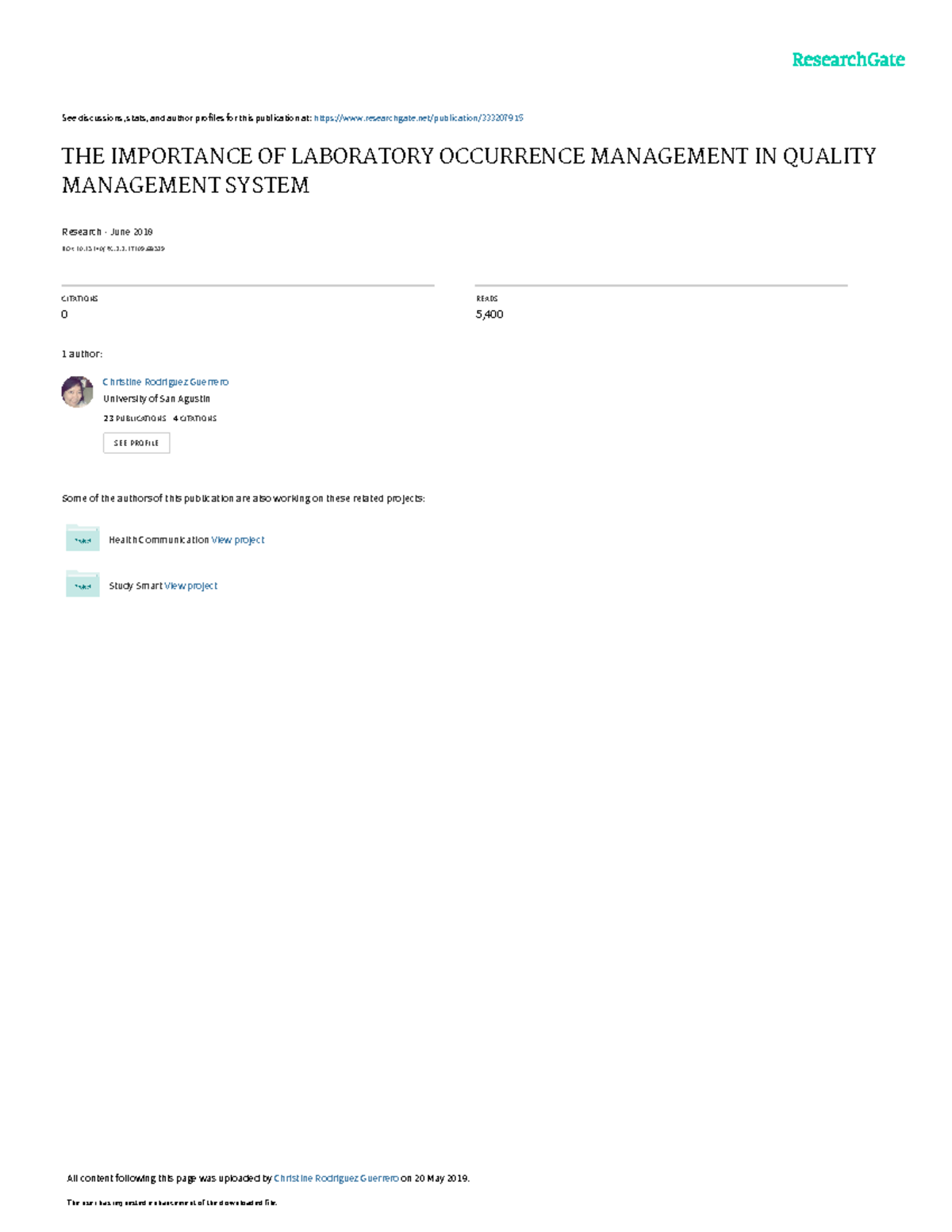 Quality Management System Occurence Management - See discussions, stats ...